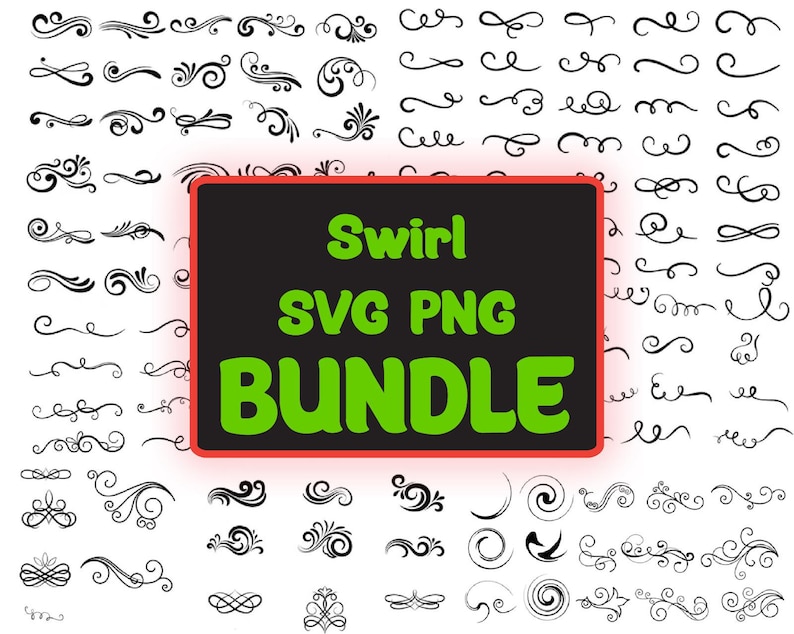 Swirls Mega SVG Bundle Designs, Floral SVG Decorative Elements, Swirl ...
