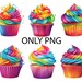 Cupcake Clipart, Cute Rainbow Cake, PNG Digital Image, Downloads for ...
