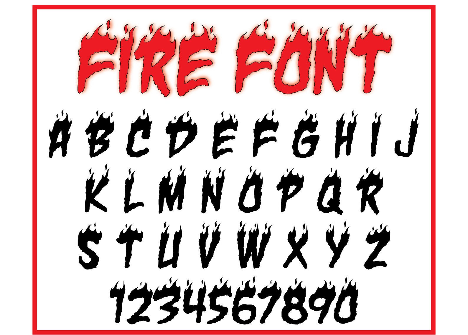 FIRE FONT SVG, Fire Font Alphabet, Flame Font Svg, Flame Font for ...