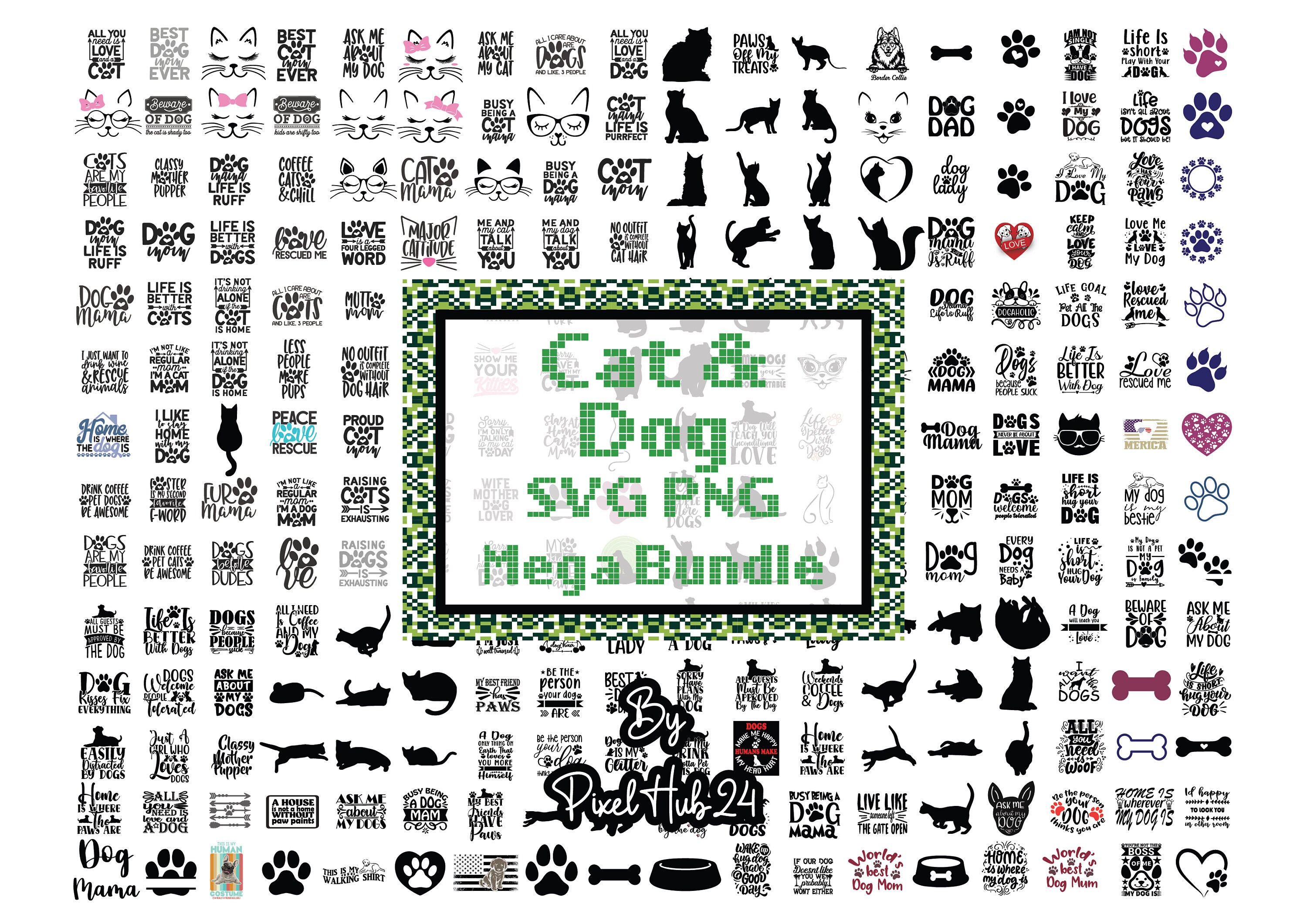 Cat and Dog SVG, Animal, Dog and Cat Love, Cat and Dog Clipart, Cat and ...