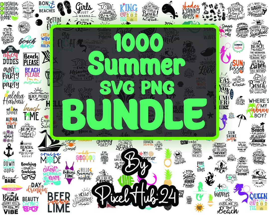 Summer Bundle Clipart, PNG Individual Images on Transparent Background ...