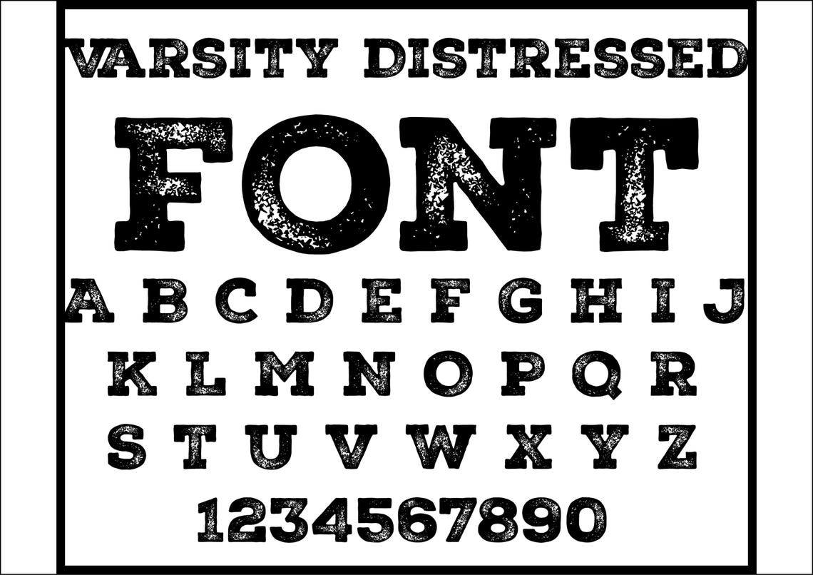 Varsity Font SVG, Distressed Font TTF, Instant Download, Font Svg ...