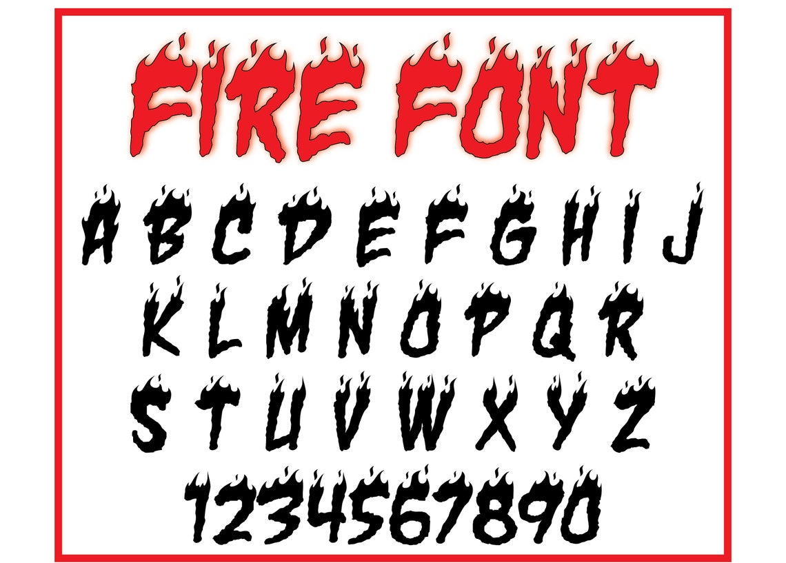 FIRE FONT SVG, Fire Font Alphabet, Flame Font Svg, Flame Font for ...