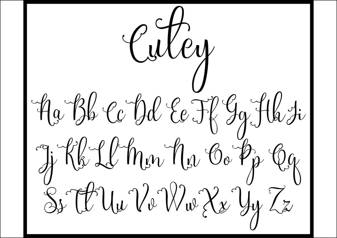 Cutey Font Svg, Handwritten Font, Cricut Font, Procreate Font, Cute ...