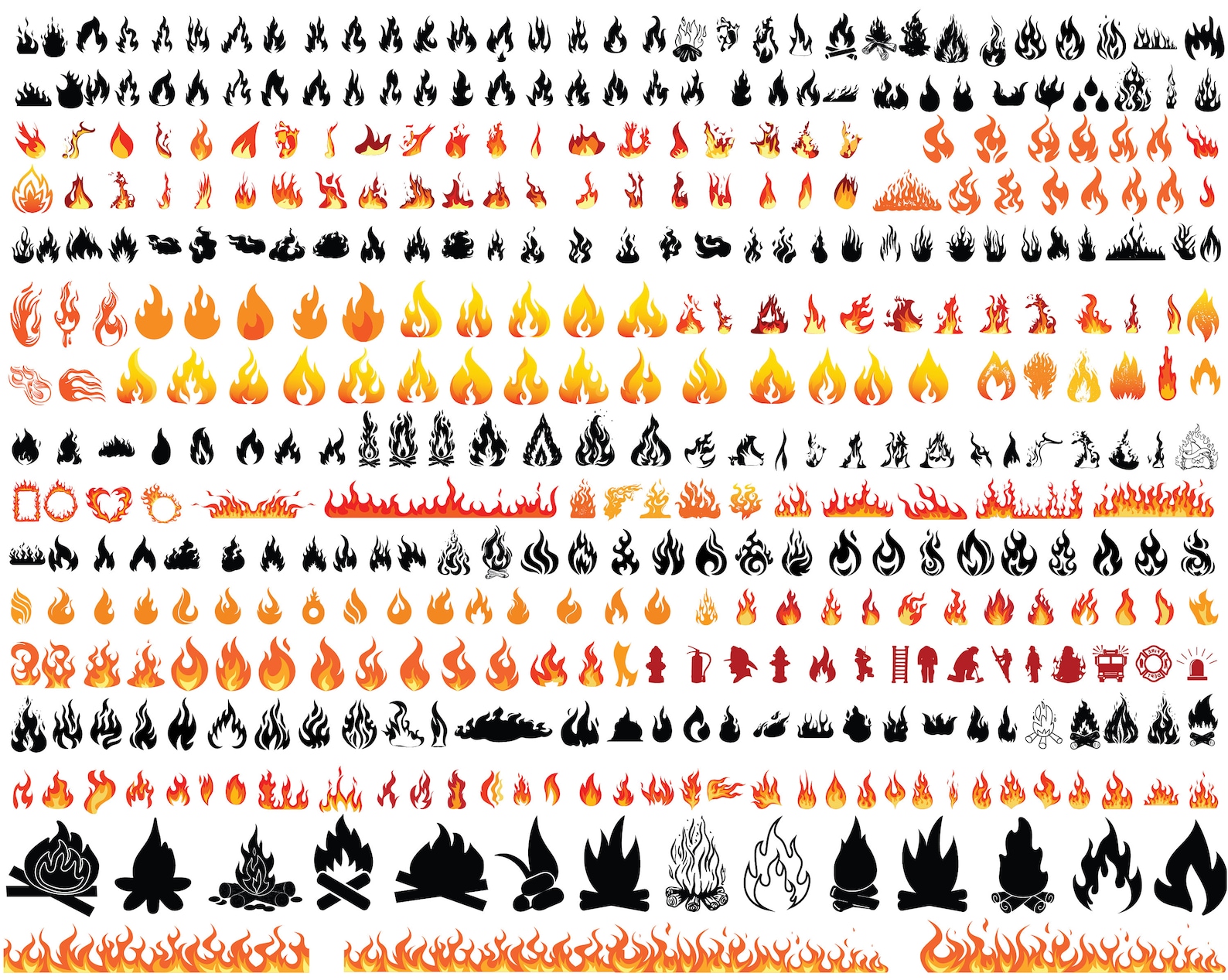 Fire SVG Bundle, Fire Clipart, Fire Svg Files, Fire Flames Svg, Flames ...