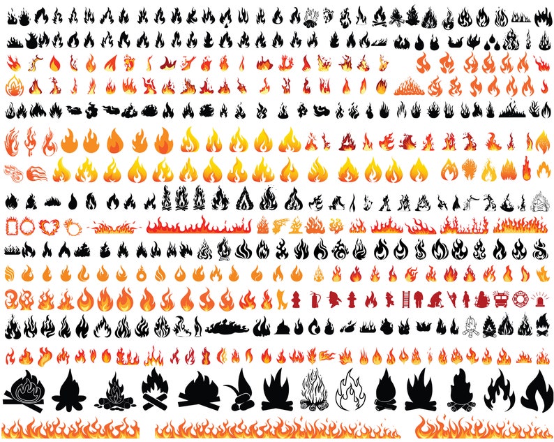 Fire SVG Bundle, Fire Clipart, Fire Svg Files, Fire Flames Svg, Flames ...