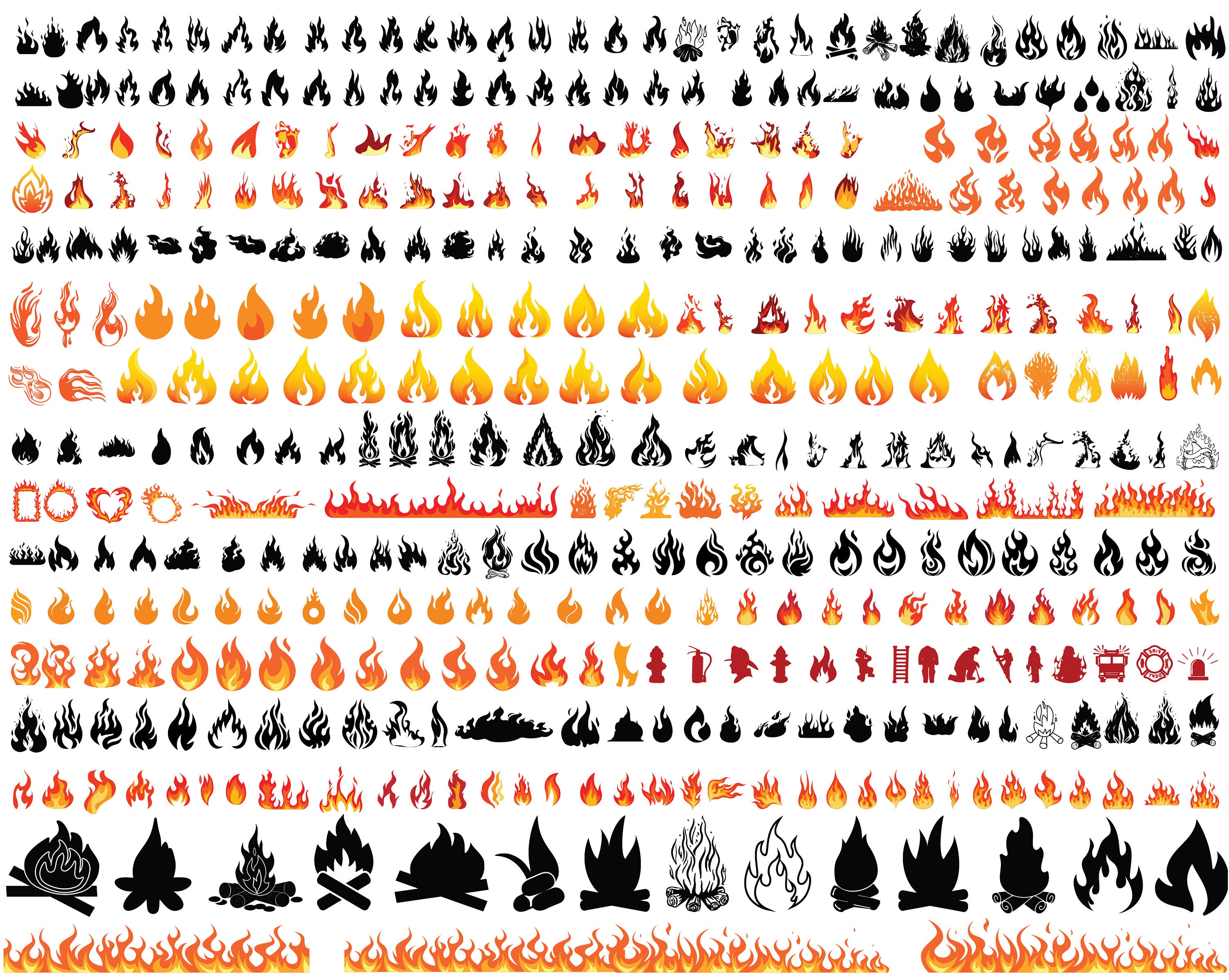 Fire SVG Bundle, Fire Clipart, Fire Svg Files, Fire Flames Svg, Flames ...