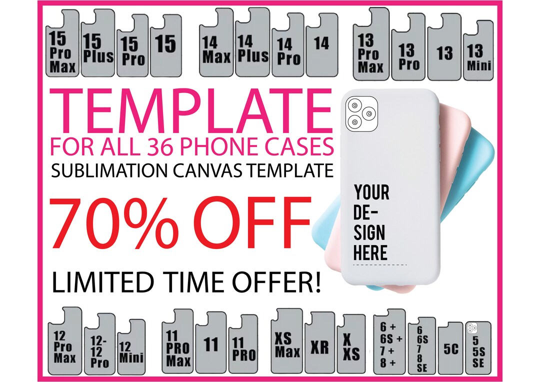 32 Phone Case Template Mega Bundle, iPhone Case Template, iPhone Sublimation Template ...