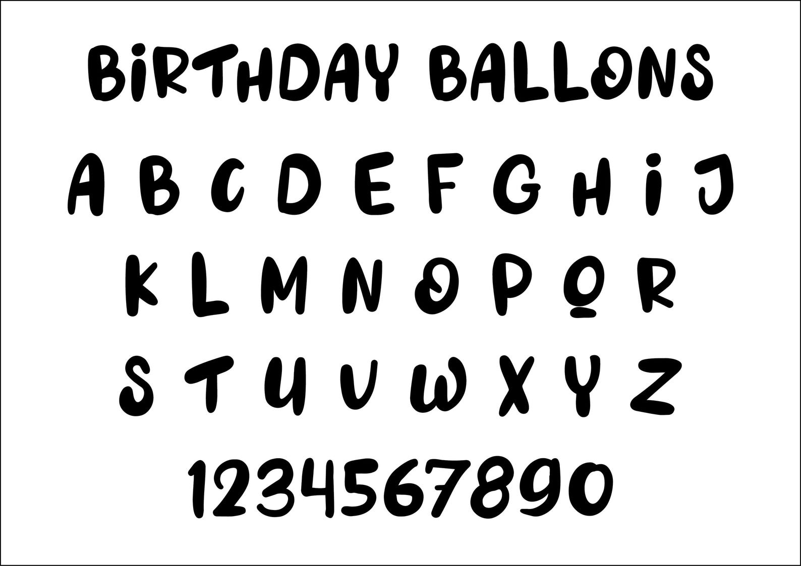 Birthday Font SVG, Cartoon Font Clipart, Birthday Party Font, Dog ...