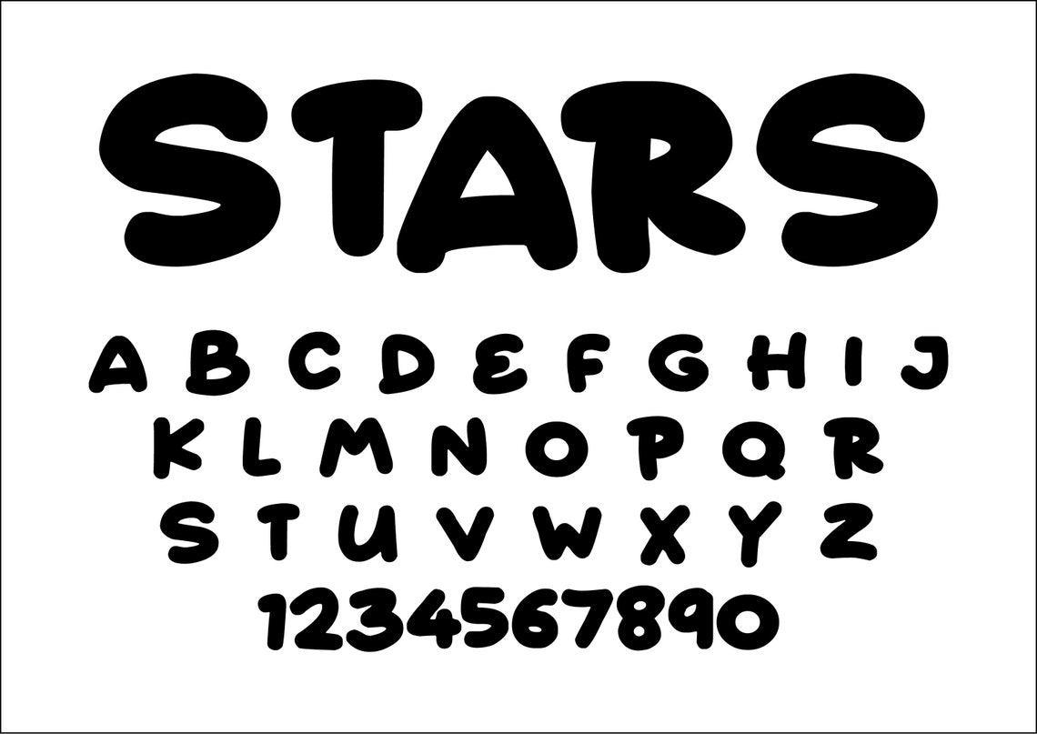 Stars Font, Black and White Font, Cricut Font, SVG Stars Fonts, Stars ...