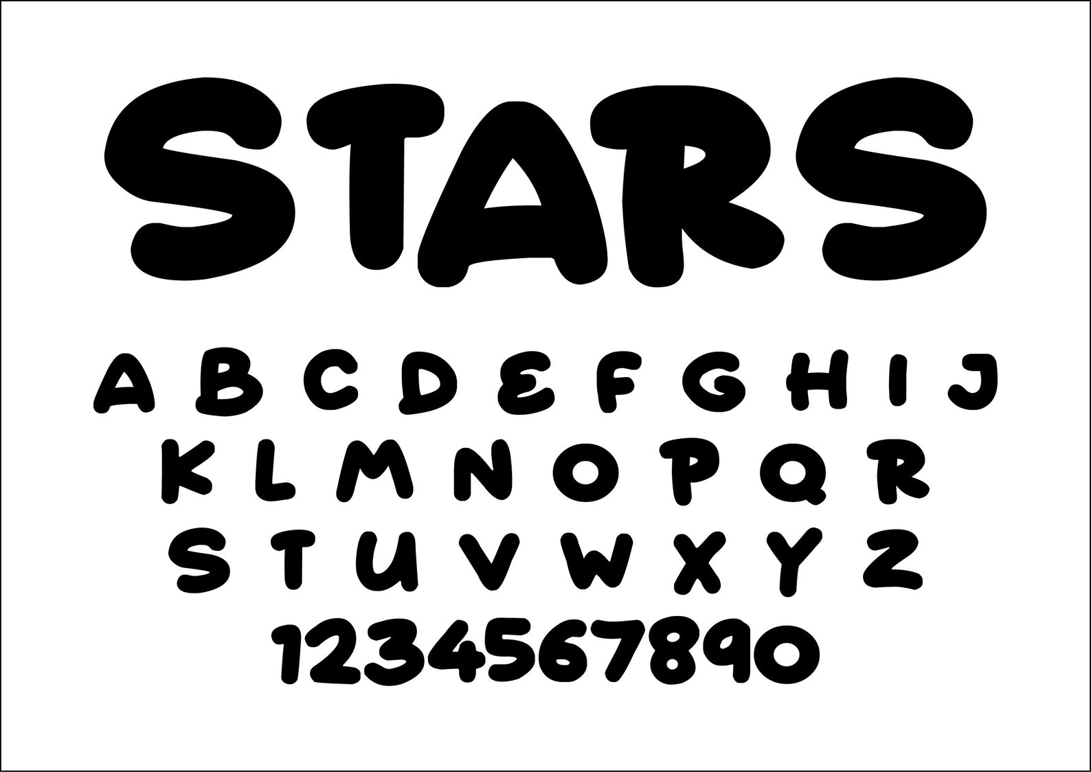 Stars Font, Black and White Font, Cricut Font, SVG Stars Fonts, Stars ...