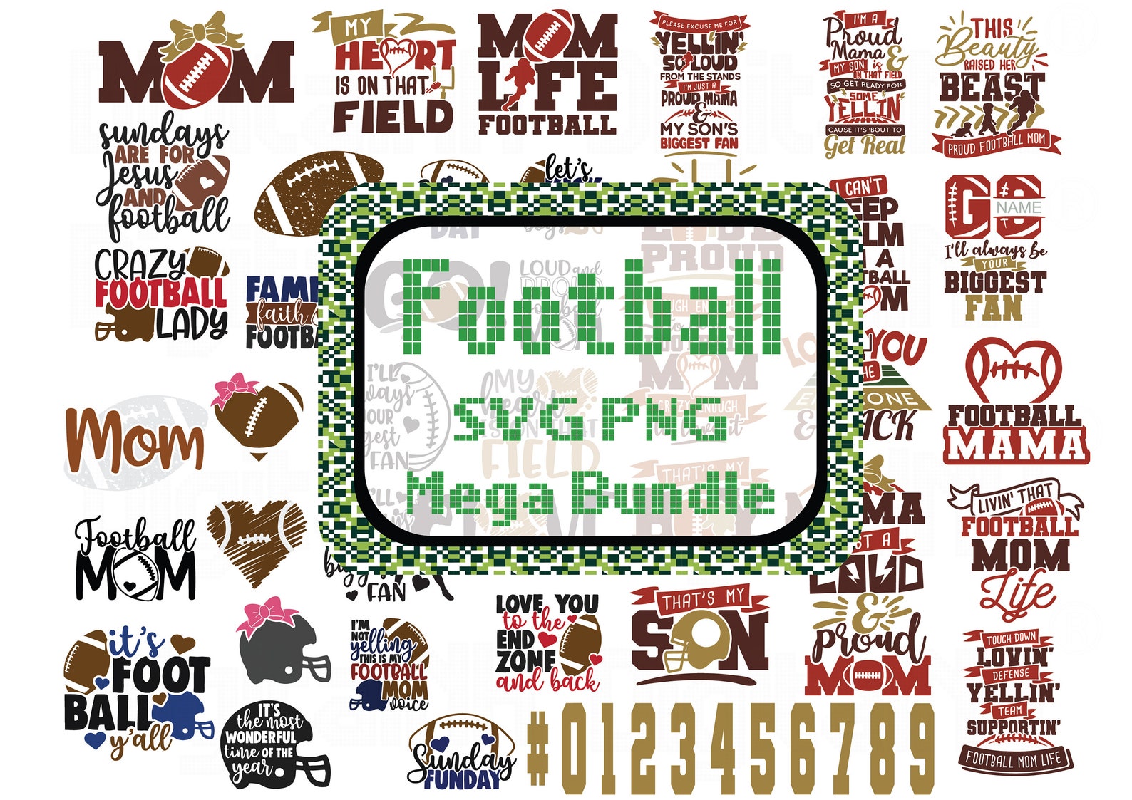 Football SVG Bundle, Football PNG Bundle, Football SVG Cut, Files for ...