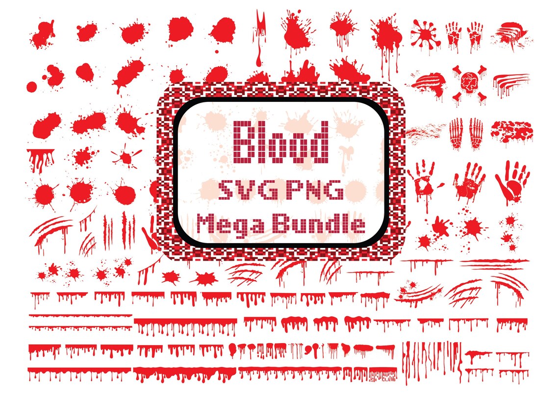 Blood SVG Bundle, Blood Frame Png, Blood Overlay, Blood Drip, Crime Svg ...
