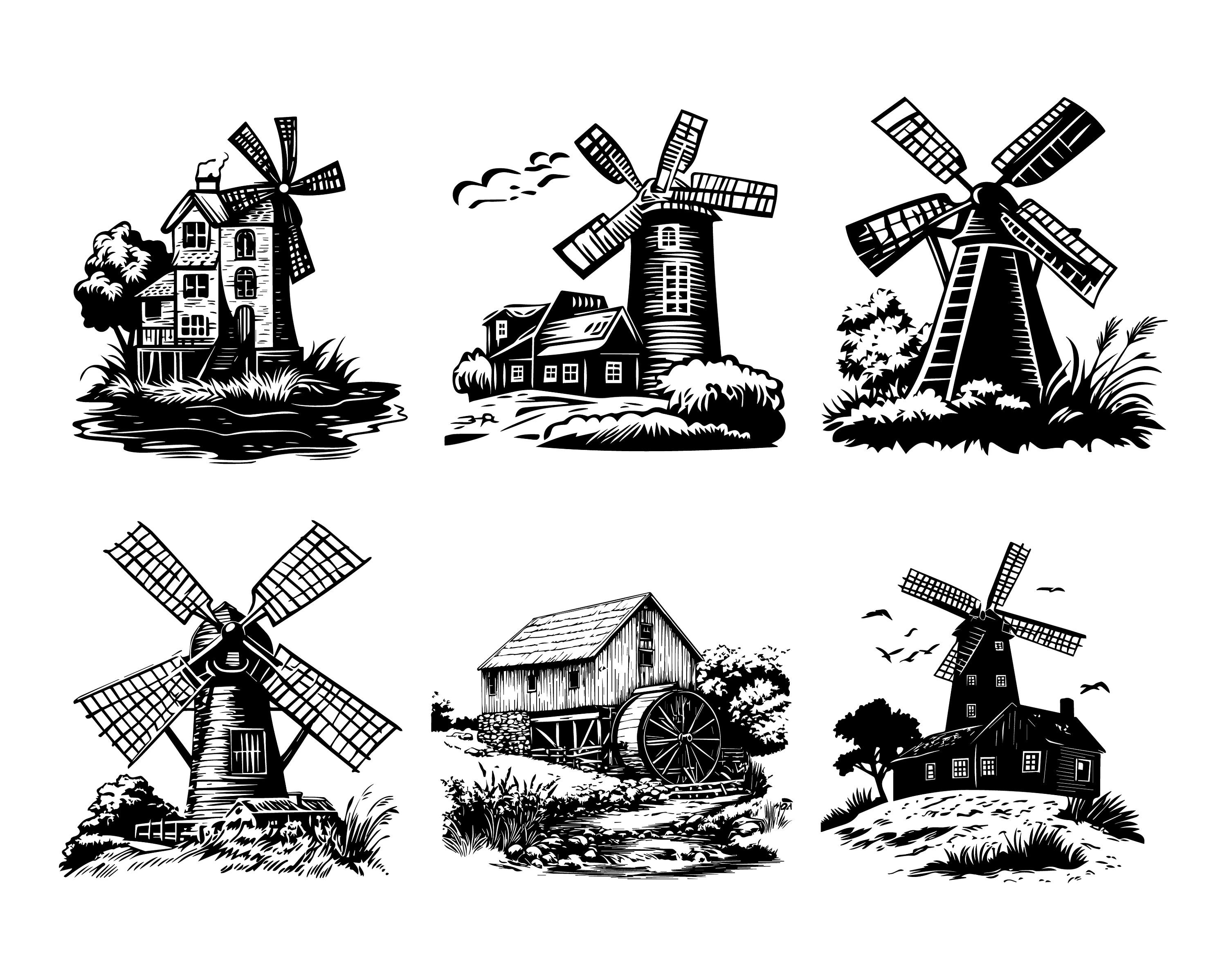 Windmill SVG Bundle, Windmill Svg Png, Windmill Png, Windmill Vector ...