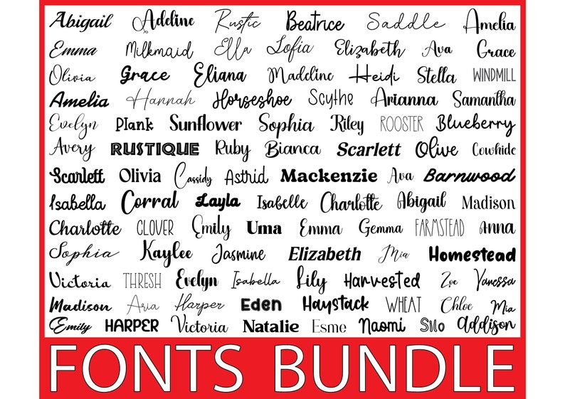 HANDWRITTEN FONTS BUNDLE - Instant Download, Fonts for Canva, Wedding ...