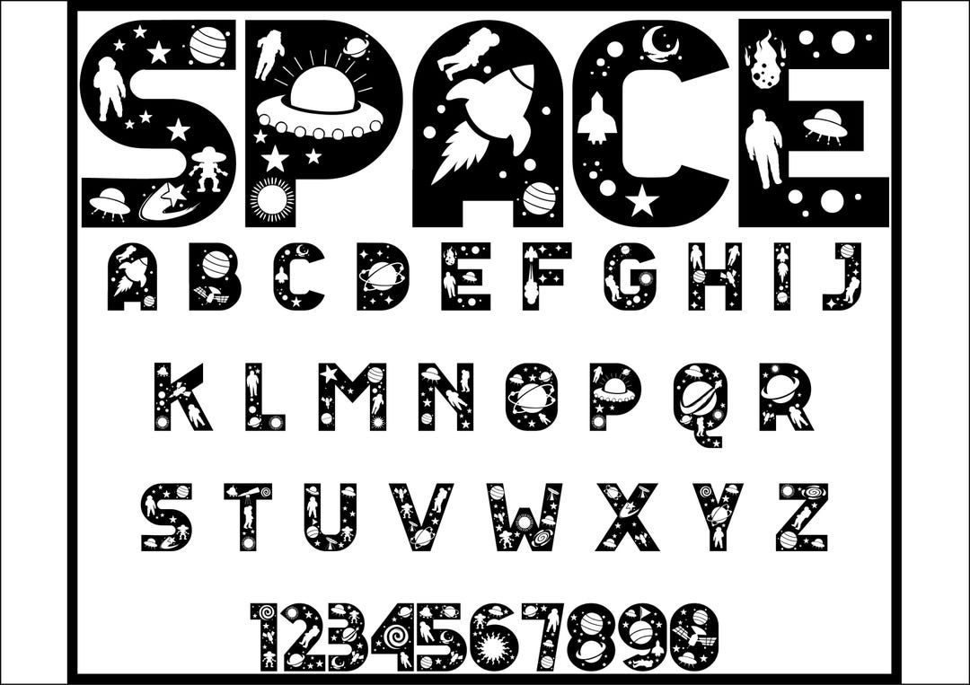 Space Font Svg, Deep Space Png, Alphabet SVG Png, Spaceship Letters ...