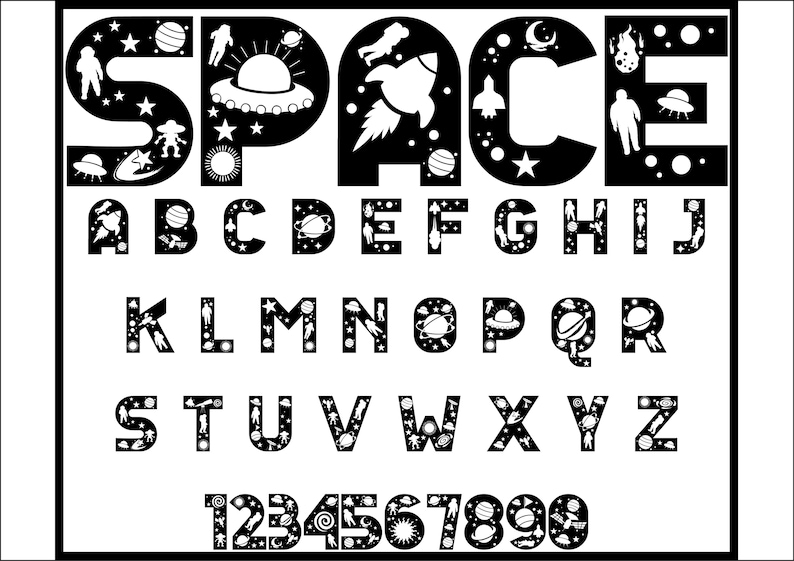 Space Font Svg, Deep Space Png, Alphabet SVG Png, Spaceship Letters ...