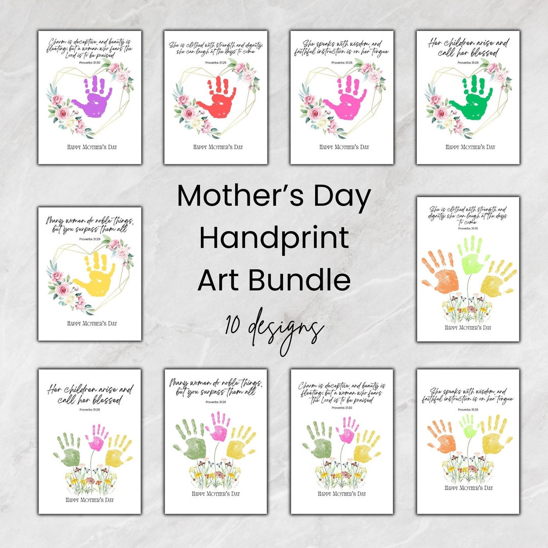 Mothers Day Flower Handprint Art Bundle | Printable Bible Craft ...
