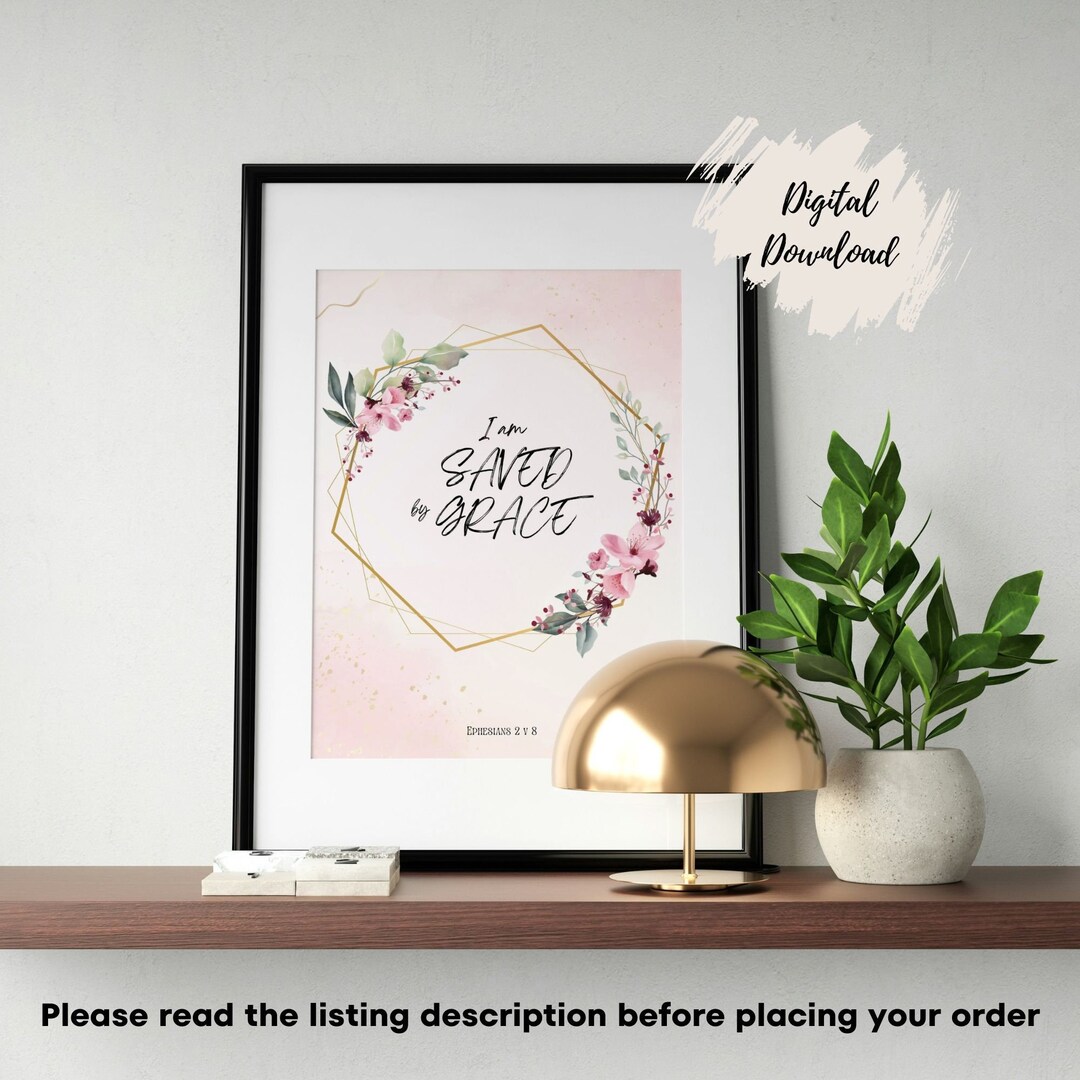 Bible Verse Wall Art | I Am Saved Christian Affirmation Printable ...