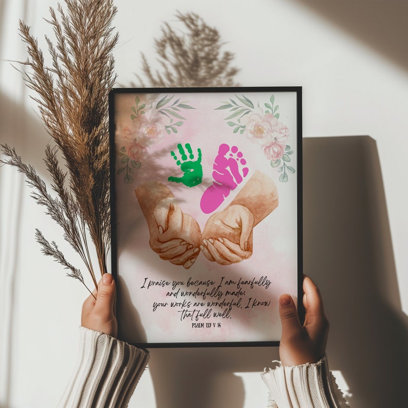 Keepsake Birth Print With Bible Verse | Newborn Footprint | Baby ...