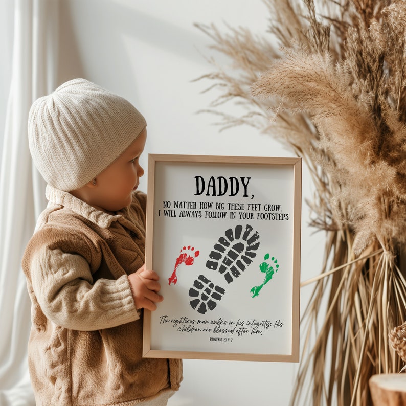 Fathers Day Footprint Art Craft Printable | DIY Keepsake Christian Gift ...