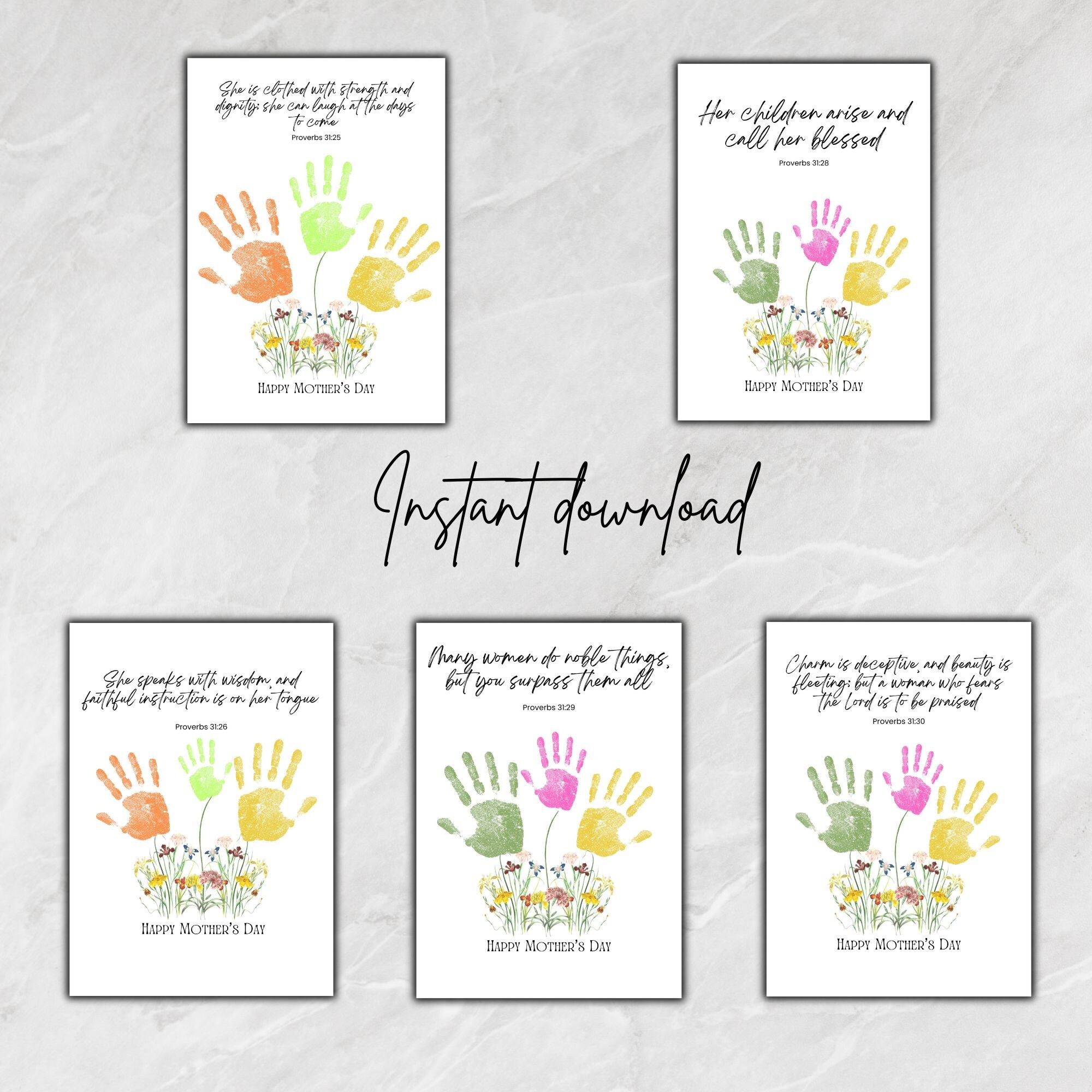 Mothers Day Flower Handprint Art Bundle | Printable Bible Craft ...