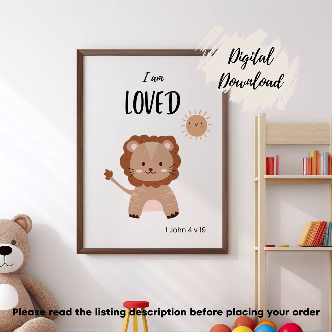 Christian Nursery Printable Wall Art | I Am Loved | Bible Verse ...