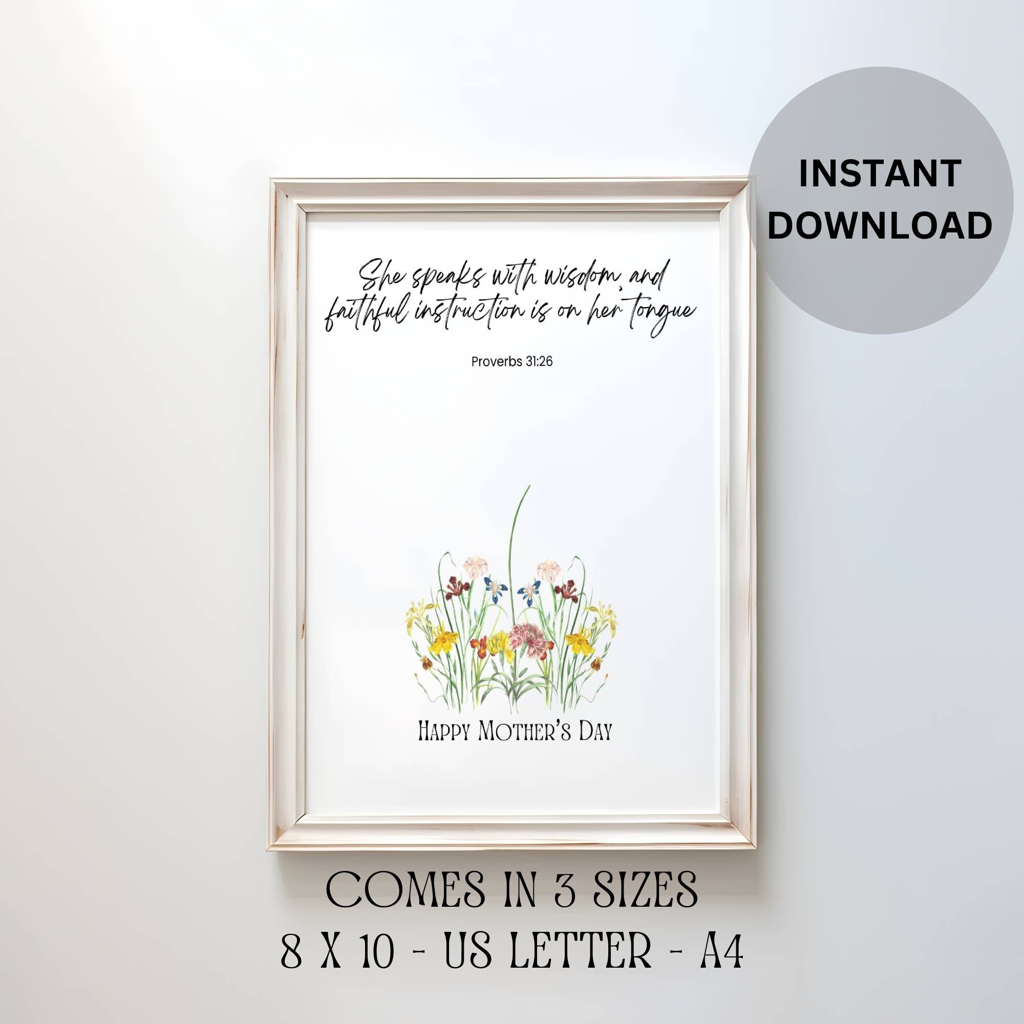 Mothers Day Bible Craft | Printable Mom Handprint Art | Wildflowers ...
