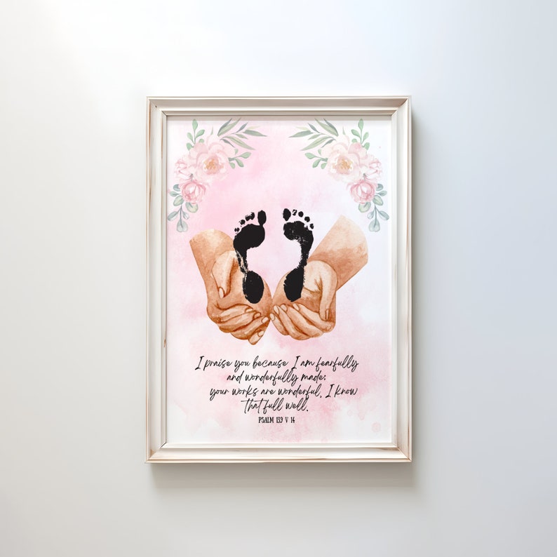 Keepsake Birth Print With Bible Verse | Newborn Footprint | Baby ...