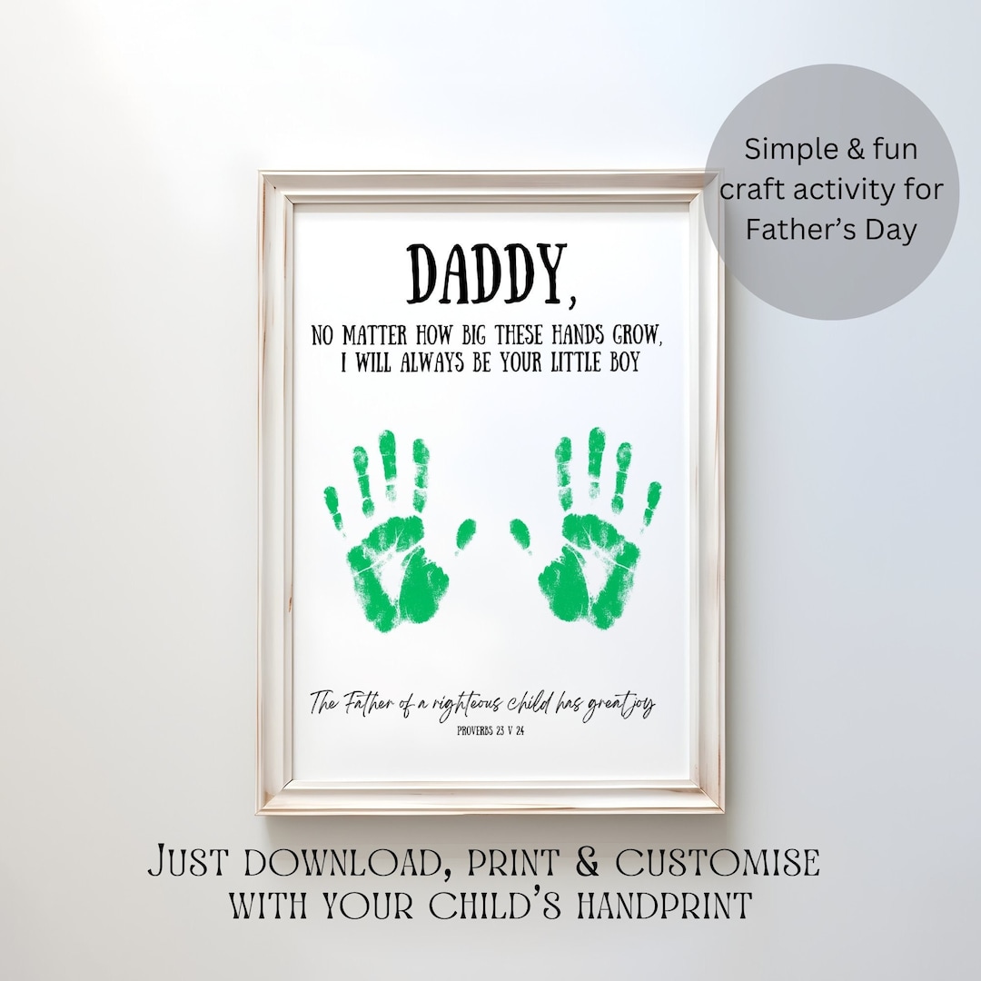 Fathers Day Handprint Art Craft Printable | DIY Keepsake Gift for Dad ...