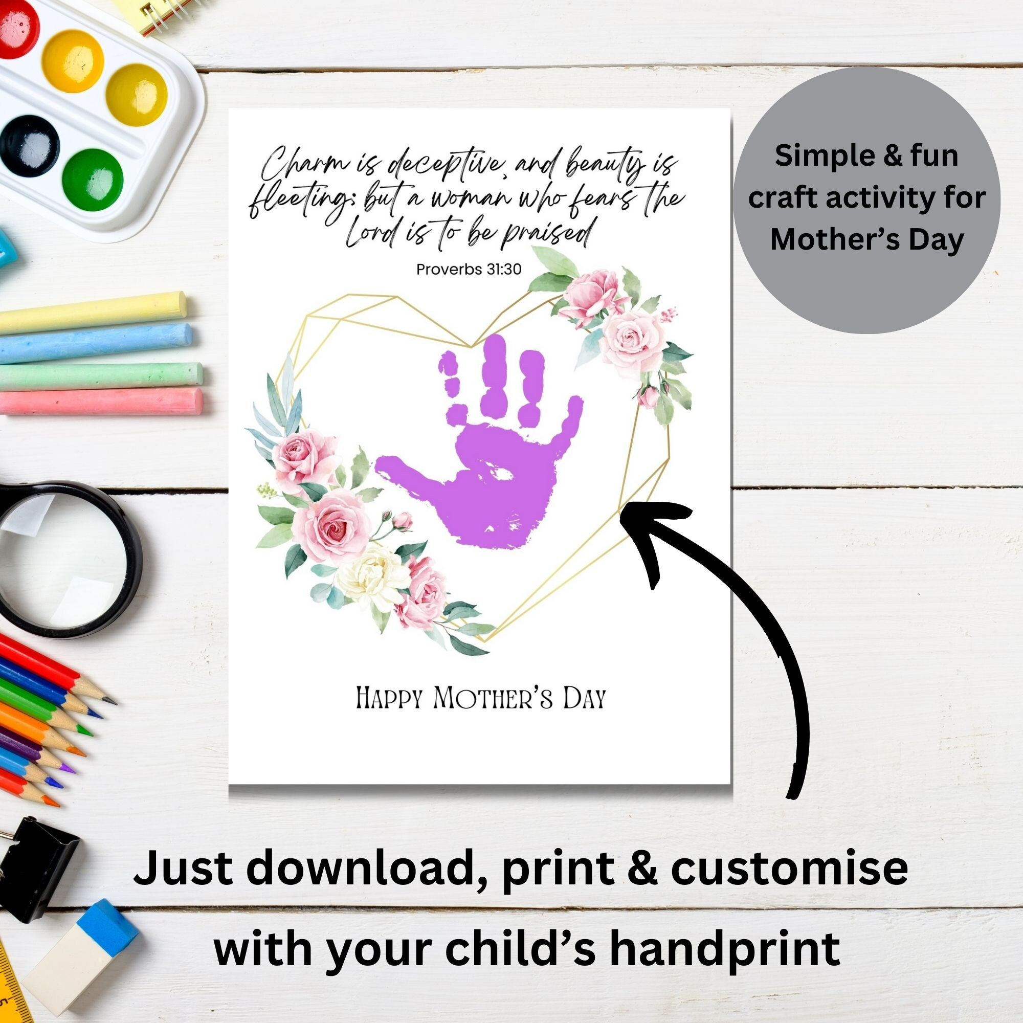 Mother's Day Handprint Art Preschool, Sunday School Craft Christian ...
