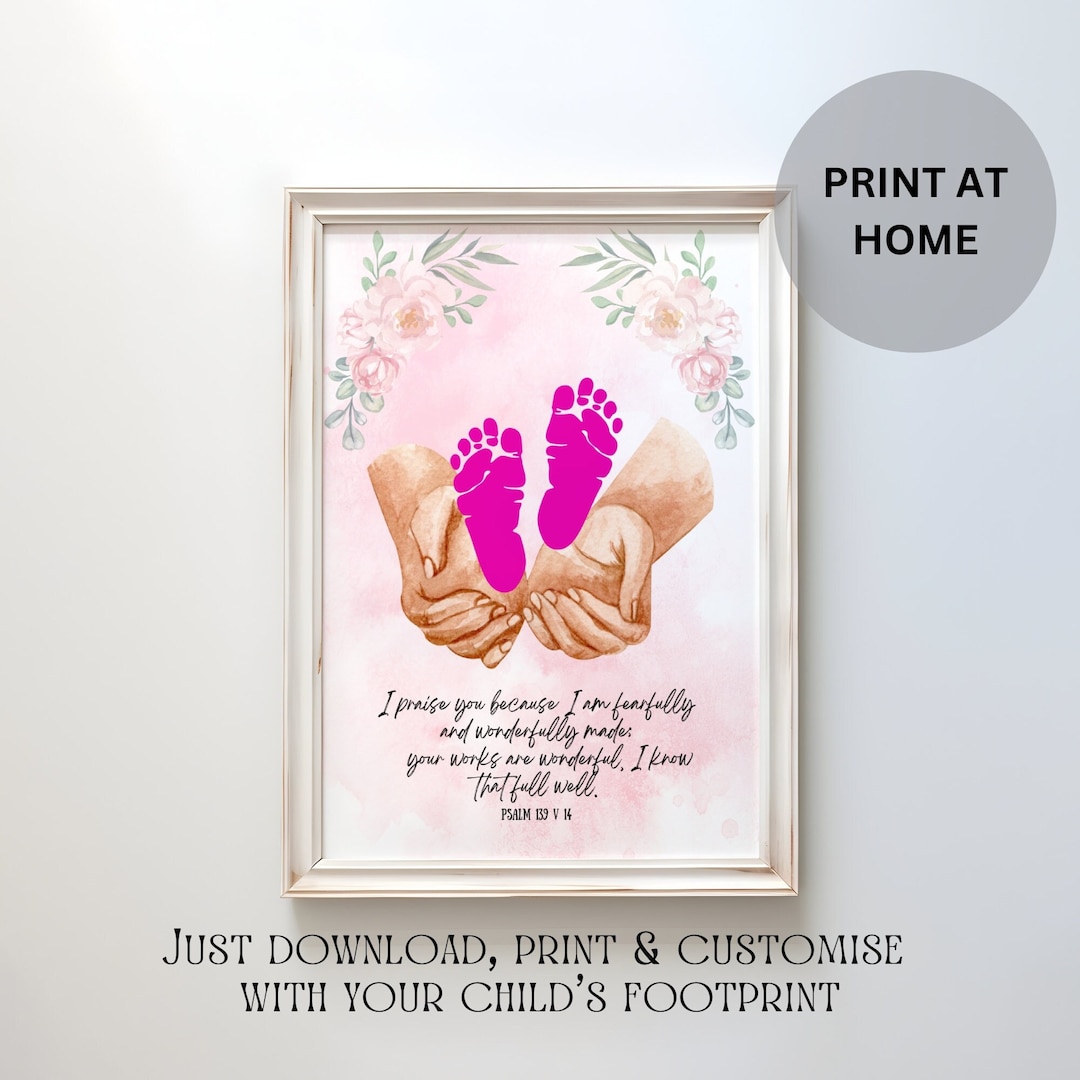 Keepsake Birth Print With Bible Verse | Newborn Footprint | Baby ...