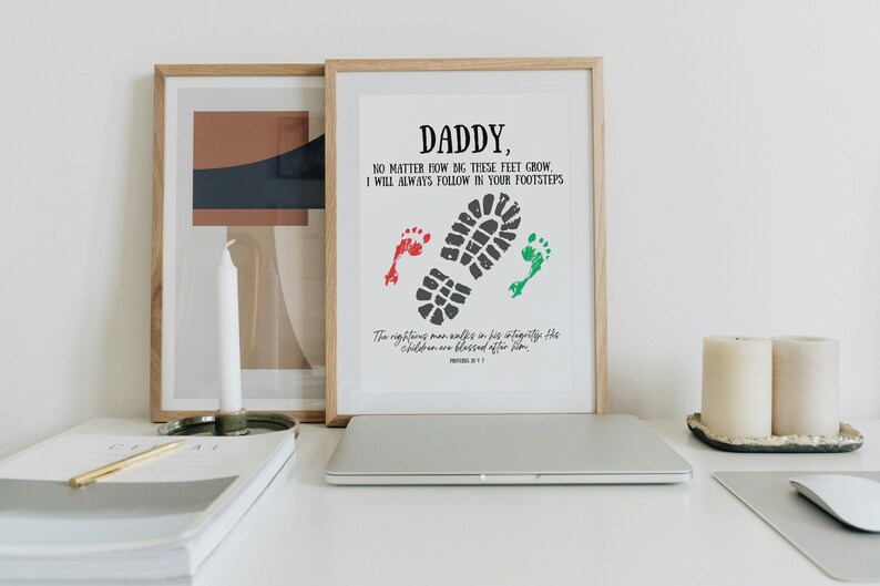Fathers Day Footprint Art Craft Printable | DIY Keepsake Christian Gift ...