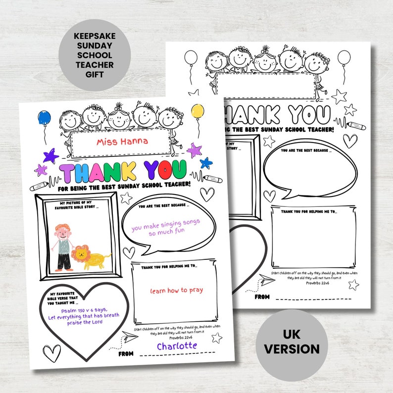 Sunday School Teacher Appreciation End of Year Gift | Printable ...