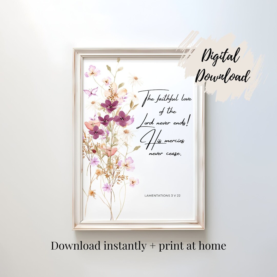 Watercolour Wildflower Art | Bible Verse Scripture Print | Modern ...