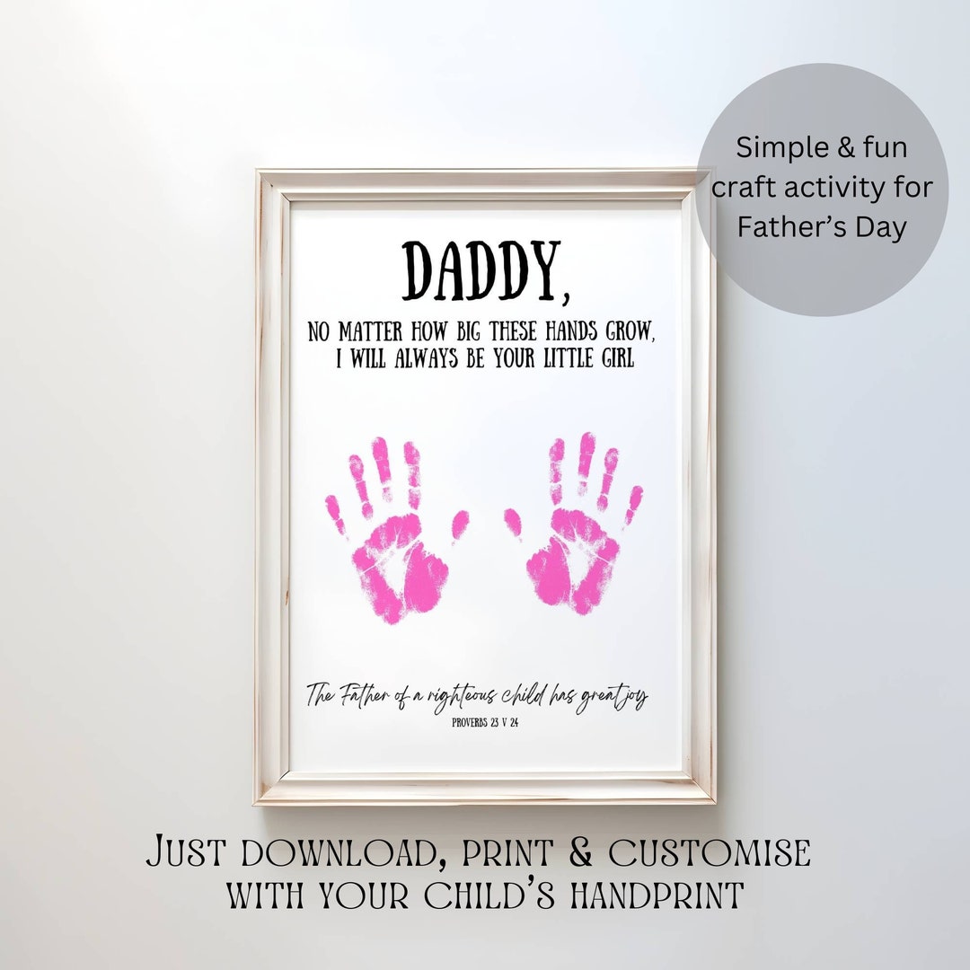 Fathers Day Handprint Art Craft Printable | DIY Keepsake Gift for Dad ...