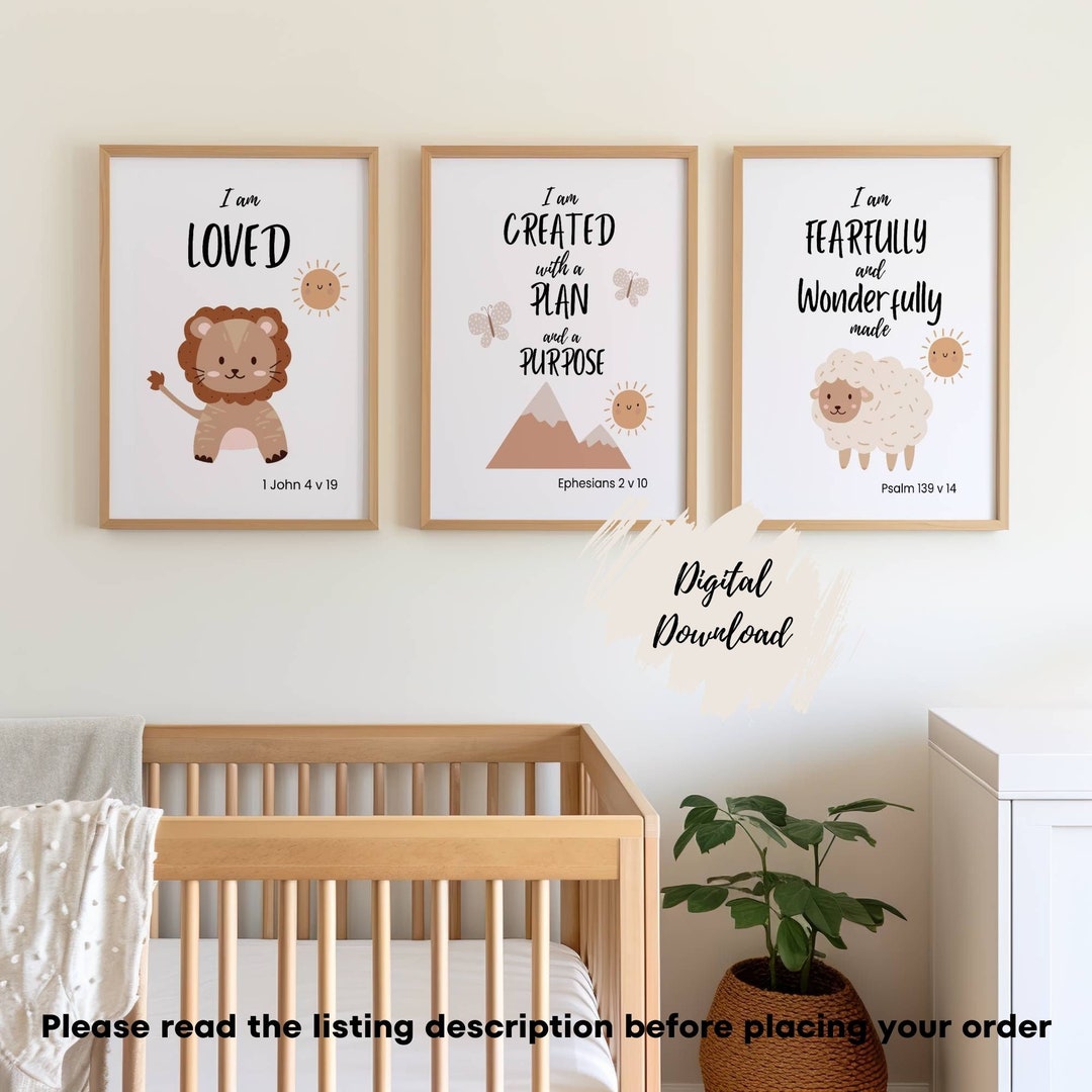Christian Nursery Decor | Bible Verse Affirmations for Kids | Boho ...