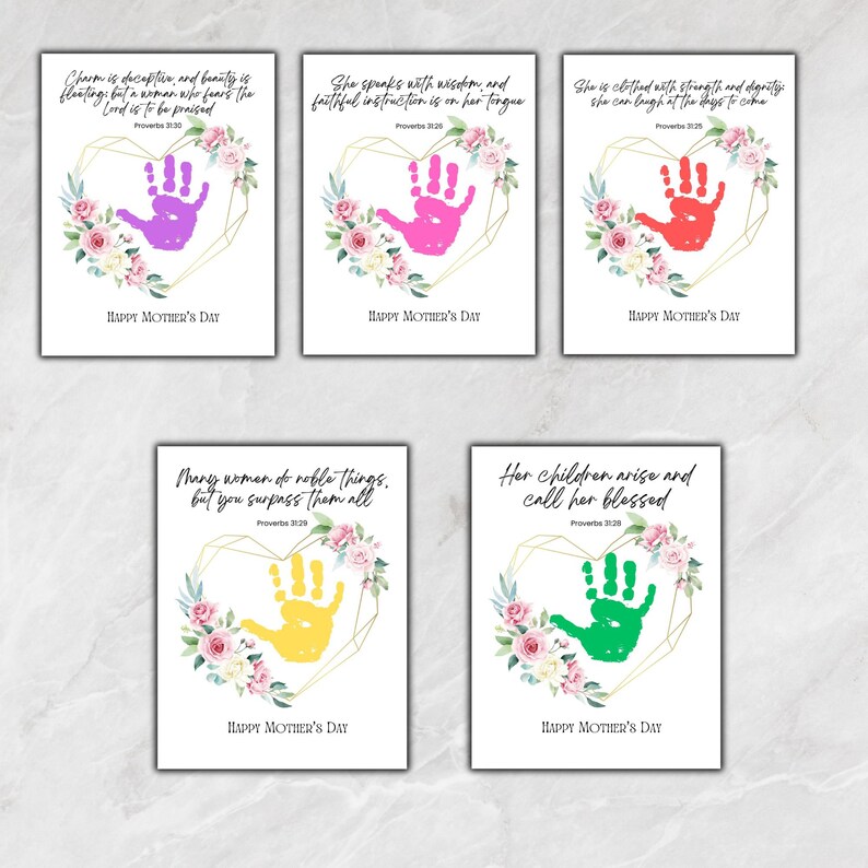 Mothers Day Flower Handprint Art Bundle | Printable Bible Craft ...