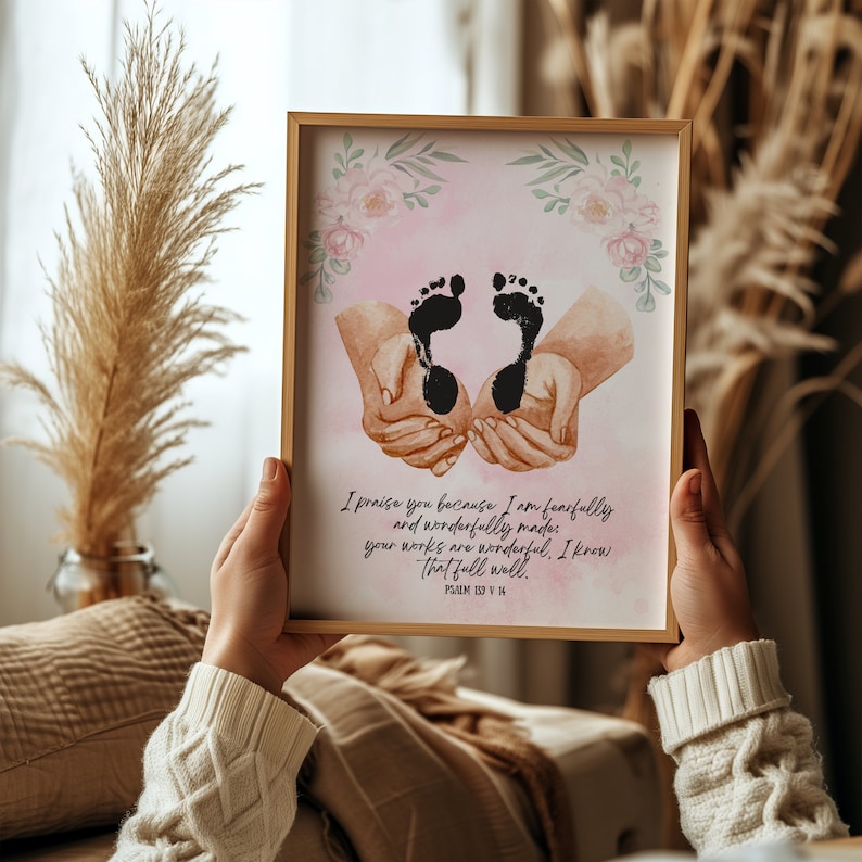 Keepsake Birth Print With Bible Verse | Newborn Footprint | Baby ...