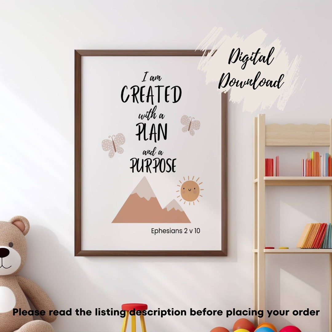 Christian Nursery Wall Art | Ephesians 2v10 Created With A Plan ...