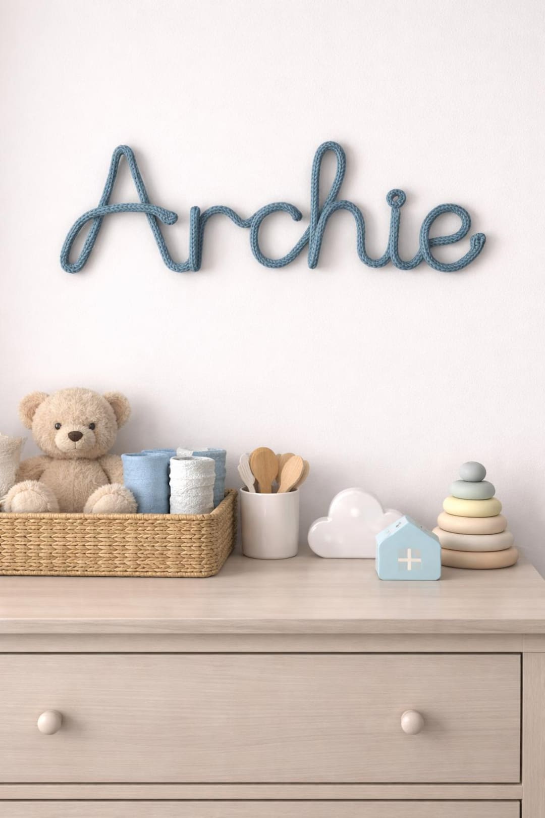 Knitted Wire Name Sign: Custom Nursery Decor - Etsy UK