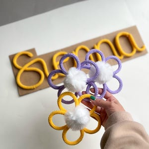 Knitted Wire Fluffy Flower|wire Flower|wall Decor|pom Pom Flower|pom ...