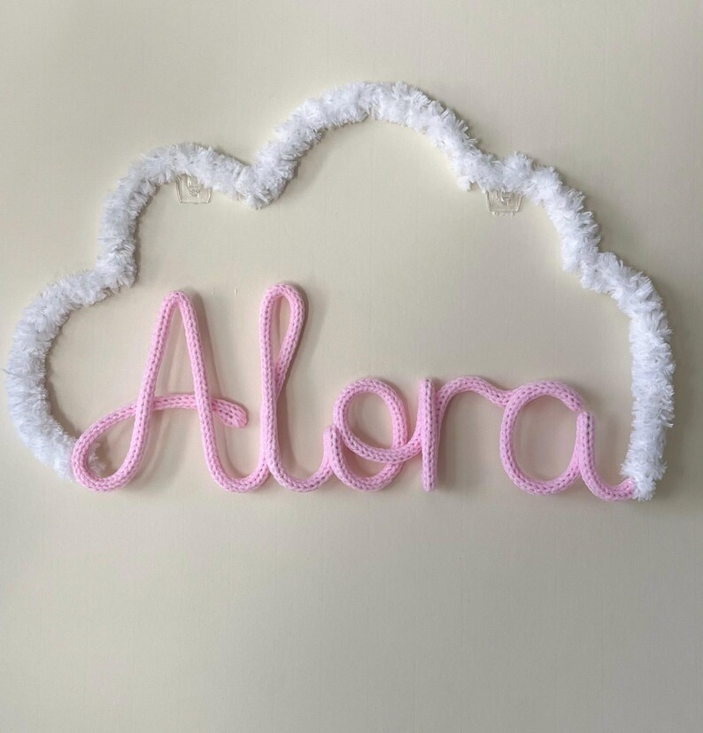Knitted Wire Name Sign With Fluffy Cloud: Personalized Wall Hanging - Etsy