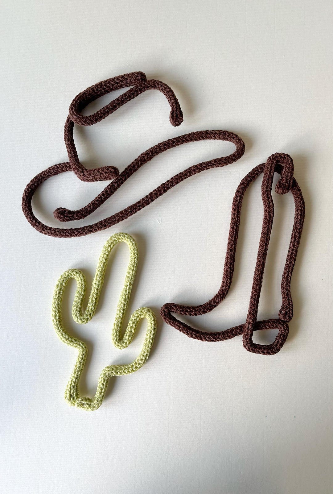 Knitted Wire Cowboy Hat Trio: Cactus, Boot, Hat - Western Decor - Etsy