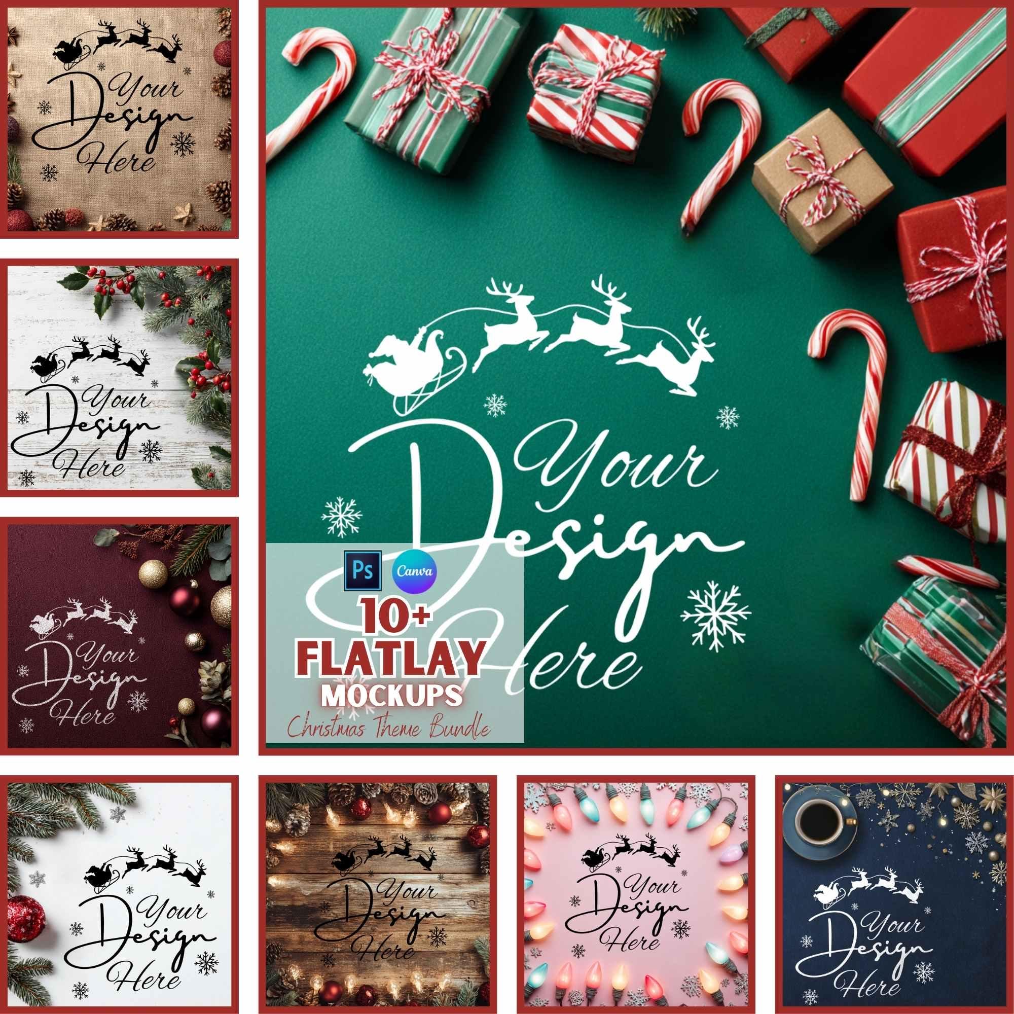 Christmas Flatlay Mockup, Christmas Flatlay, Christmas Mockup, Digital ...