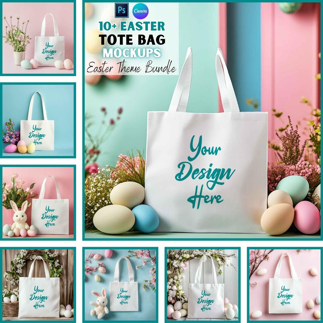 Easter Tote Bag Mockups, Easter Mockups, Canvas Tote Bag, Printify ...