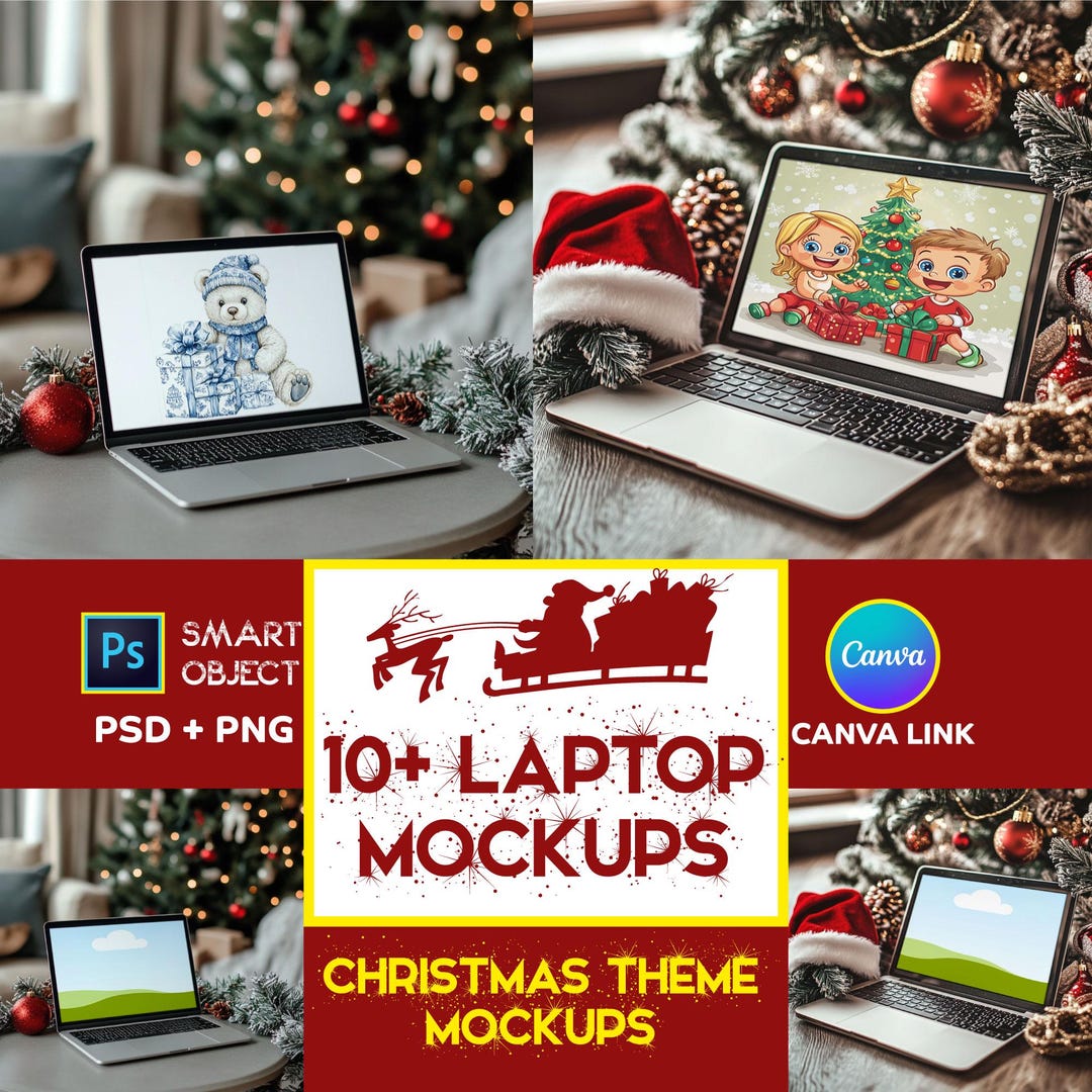 Christmas Laptop Mockups | Christmas Mockups | Website Mockup | Planner ...