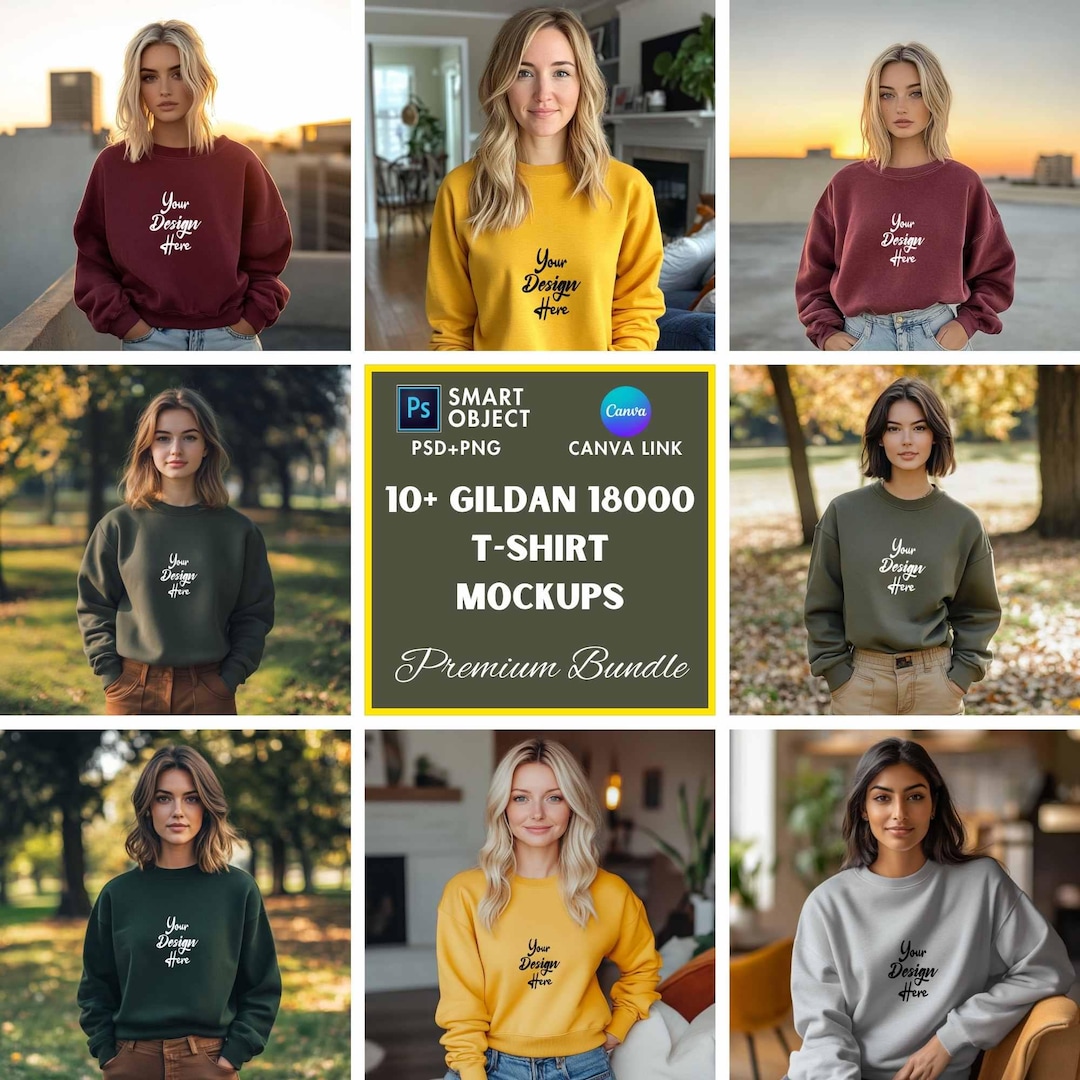 Gildan 18000 Mockup, Tshirt Mockup, Printify Mockups, Product ...
