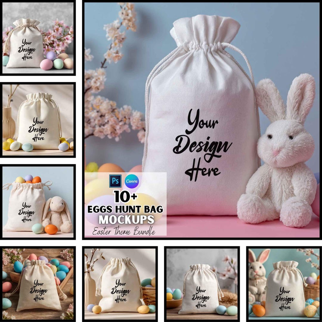 Easter Egg Hunt Bag Mockups | Canvas Bag Template | Easter Gift ...