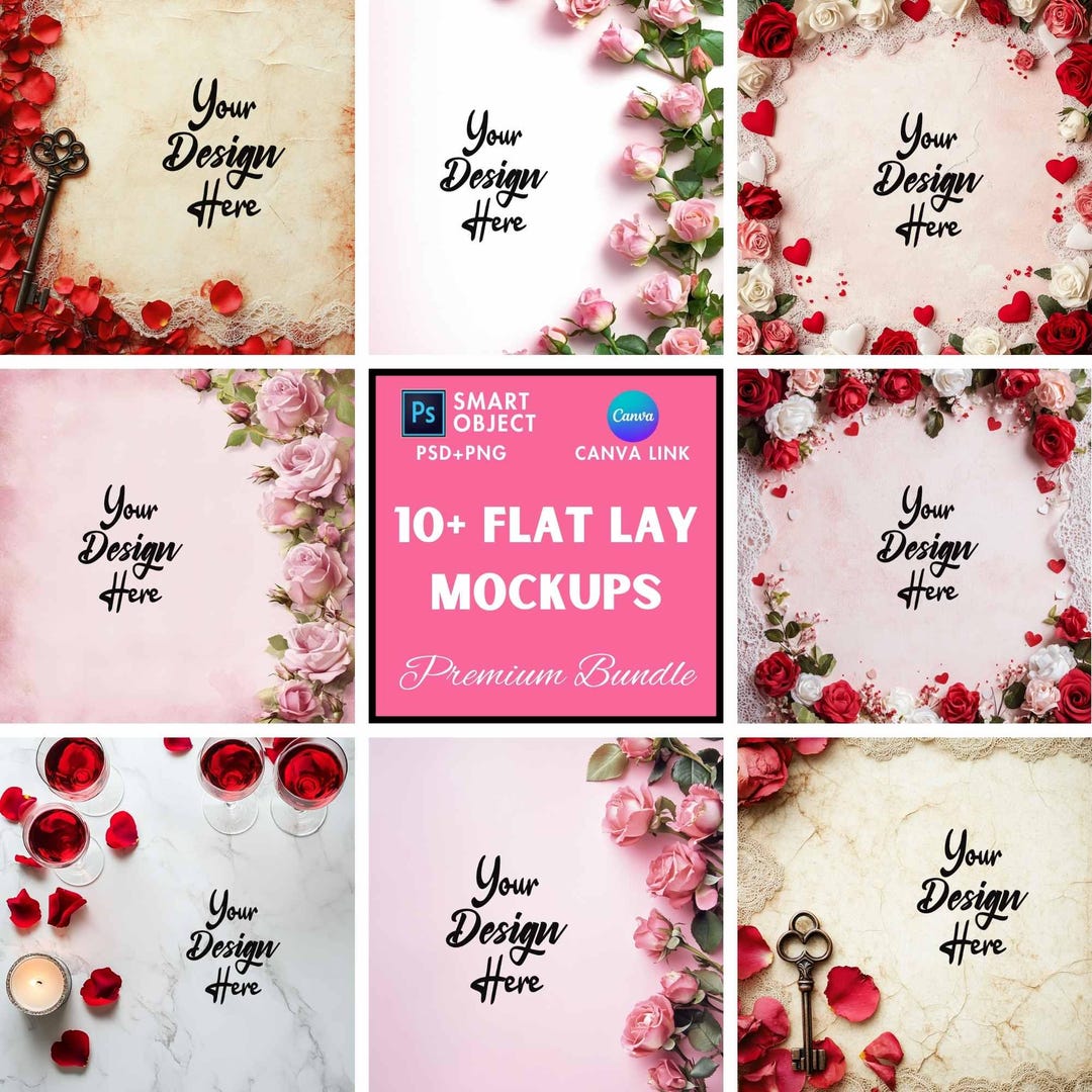 Valentines Flat Lay Mockups for Listing Images | Printify Mockups ...